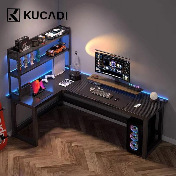 Promo KUCADI Meja Gaming Karbon Serat Meja Gaming Meja Komputer ...