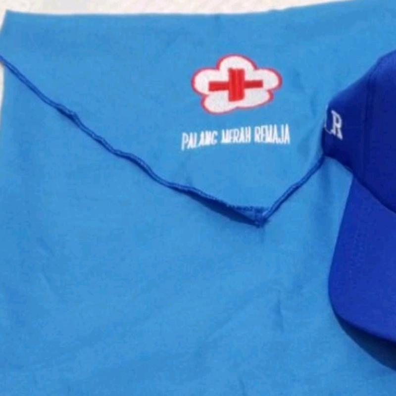 Syal PMl PMR plus topi Bordir halus rapi harga per set topi dan slayer ...