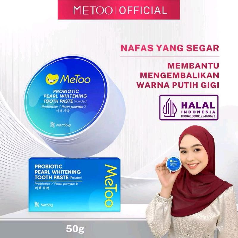 MeToo Pemutih Gigi Probiotic Pearl Whitening Tooth Paste Powder ...