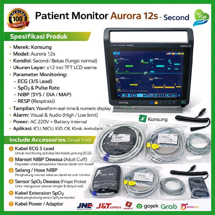 Jual Patient Monitor Konsung Aurora 12s Second 12 Inch | ECG SpO2 NIBP ...