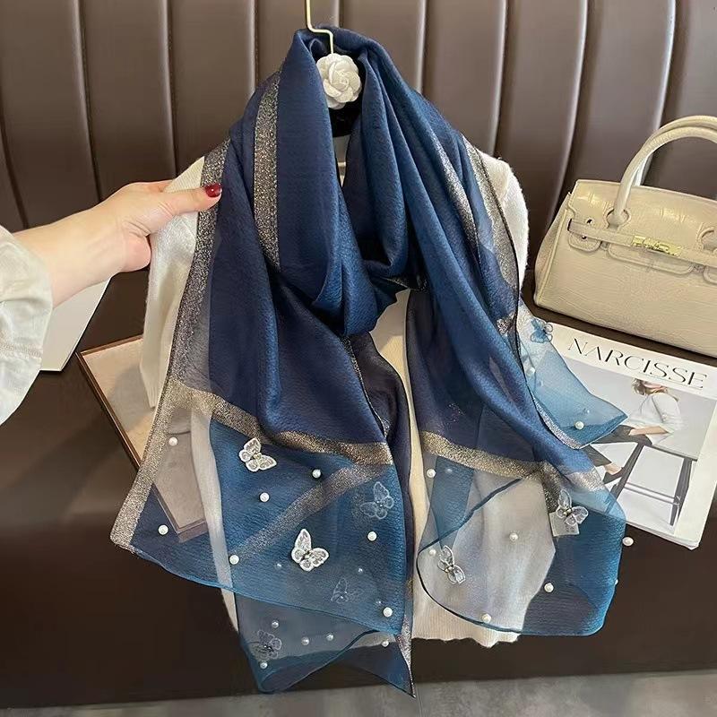 Selendang Sutera Simulasi, Sesuai untuk Wanita, Tudung Rama-rama ...