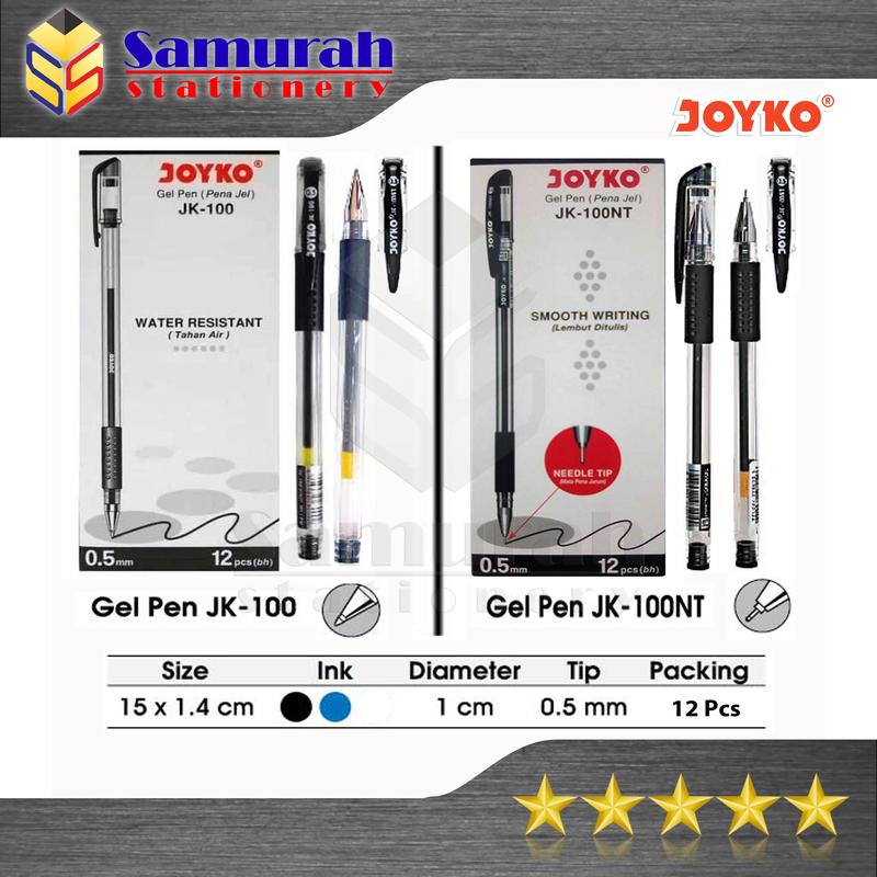 Gel Pen Joyko JK 100 (Runcing) / JK 100 NT(Jarum) Pulpen GelPen - Shop ...