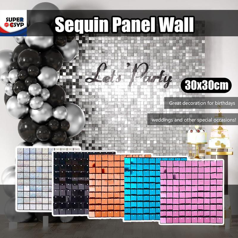 CSYP 30x30cm Square Laser Sequin Panel Wall Sequin Backdrop Panel ...