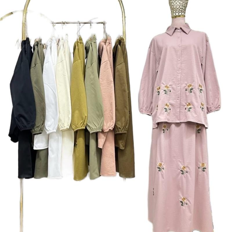 SET SAFA (BLOUSE SULAM + SKIRT SULAM) FREE SIZE MAX DADA 46 (MATERIAL ...