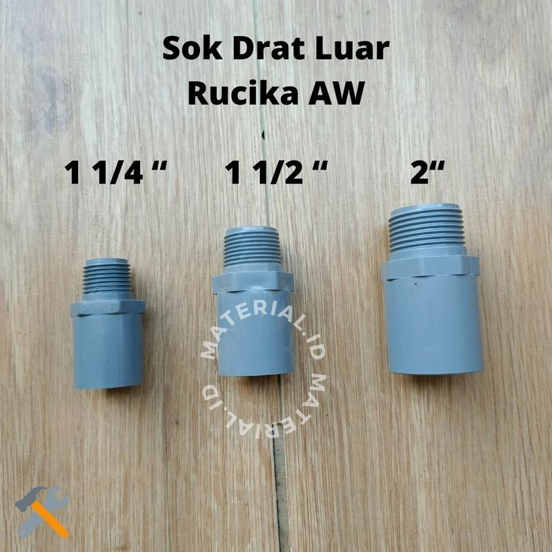 Sok Drat Luar SDL 1 1/4 1 1/2 2" AW In Inch Rucika Pipa Sambungan ...