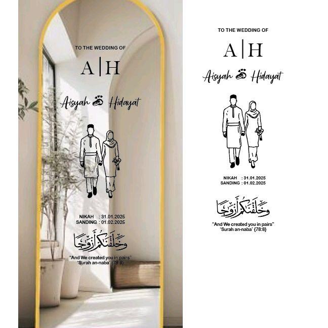 STIKER NIKAH CERMIN PANJANG (stiker sahaja) nama dan tarikh sila ...
