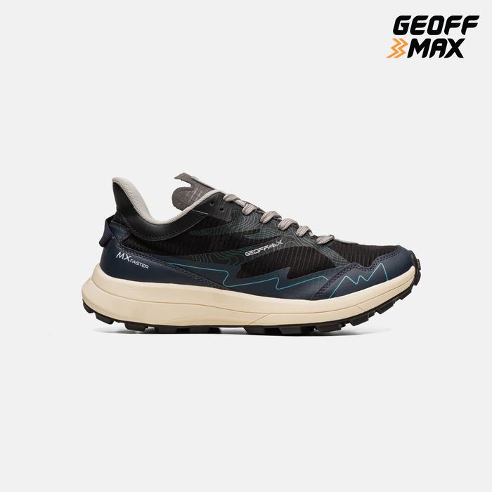 Promo Geoff Max MX Faster Black White Trail Running Shoes | Sepatu ...