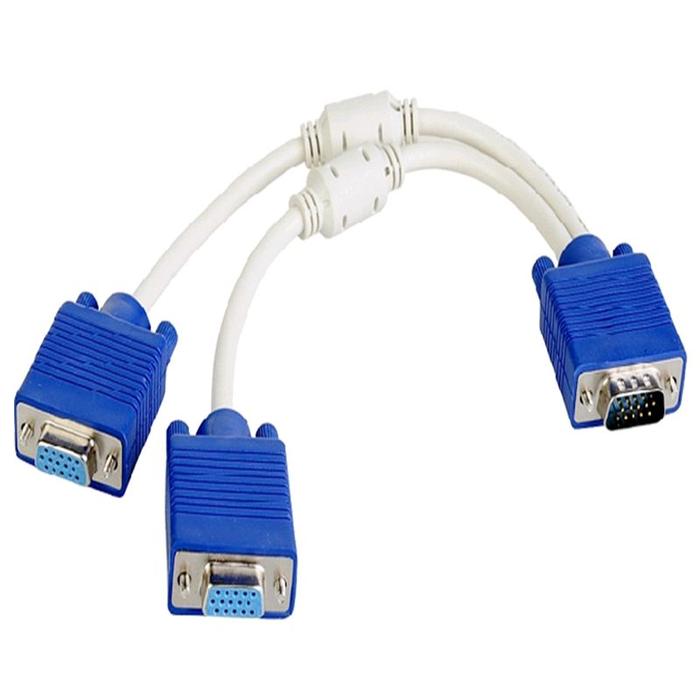 Jual VGA Cable Splitter 1 Computer Dual 2 Monitor 15Pin two Ports VGA ...