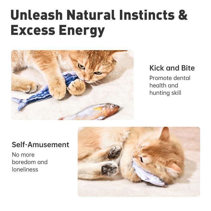 Realistic Interactive Cat Toy, 3-Pack, Click-To-Activate 3 Beat Modes ...