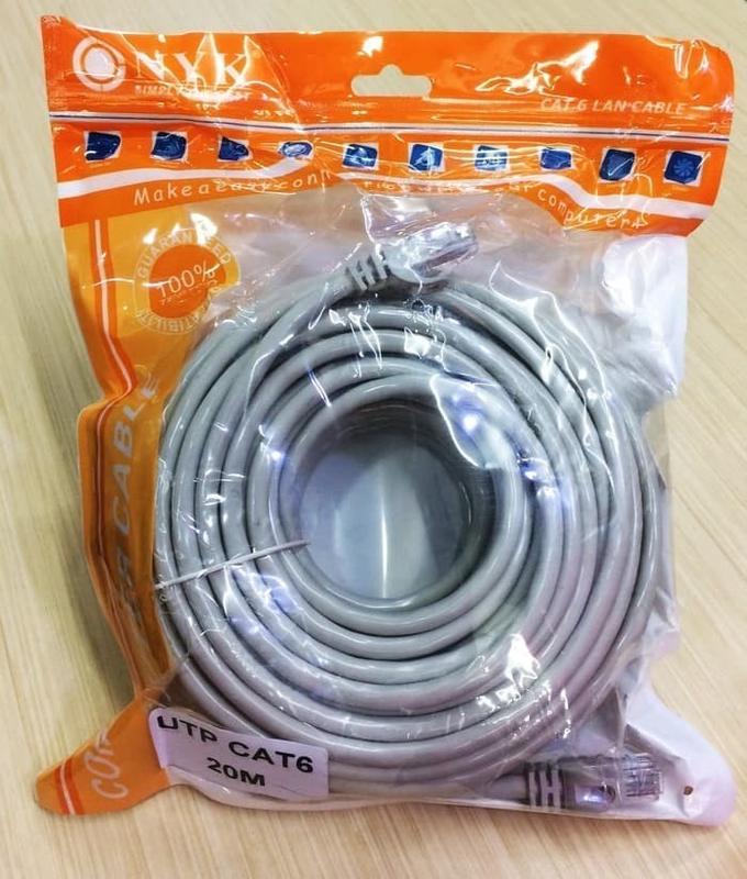 Kabel UTP LAN Cat 6 20 Meter NYK siap pakai up to 1Gbps 20m - Shop ...