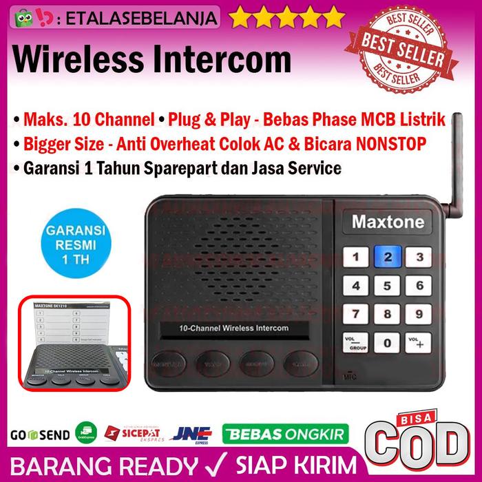 Jual Interkom Intercom Wireless 10 Channel Nirkabel - 1 unit MAXTONE ...