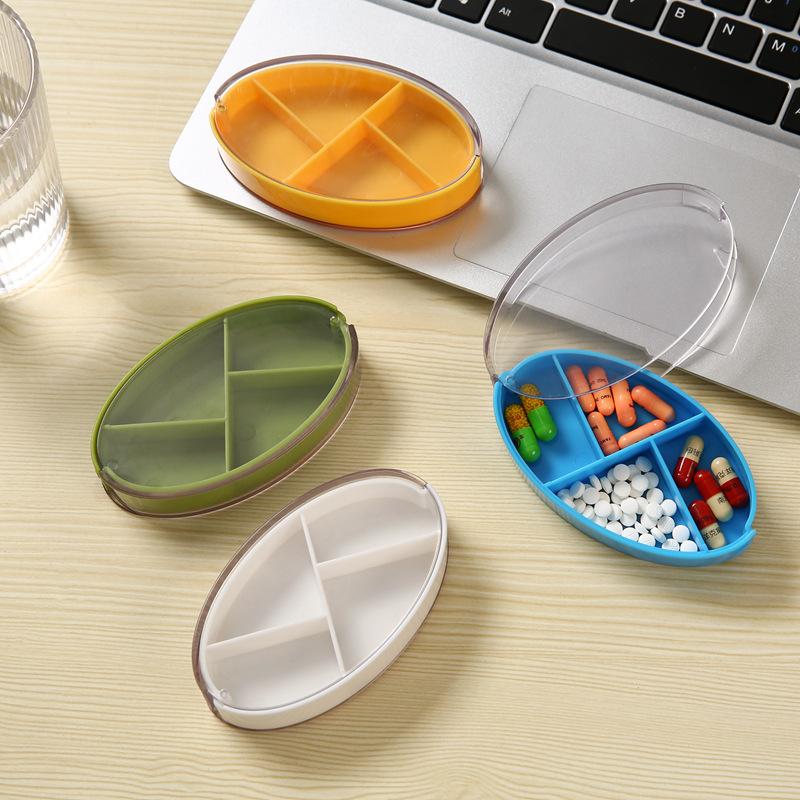 [COD]2024 New Portable Four-Grid Rotating Pill Box Travel Medicine ...