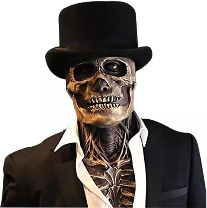 Halloween Latex Skull Mask Scary Full Head Skeleton Headgear Creepy ...