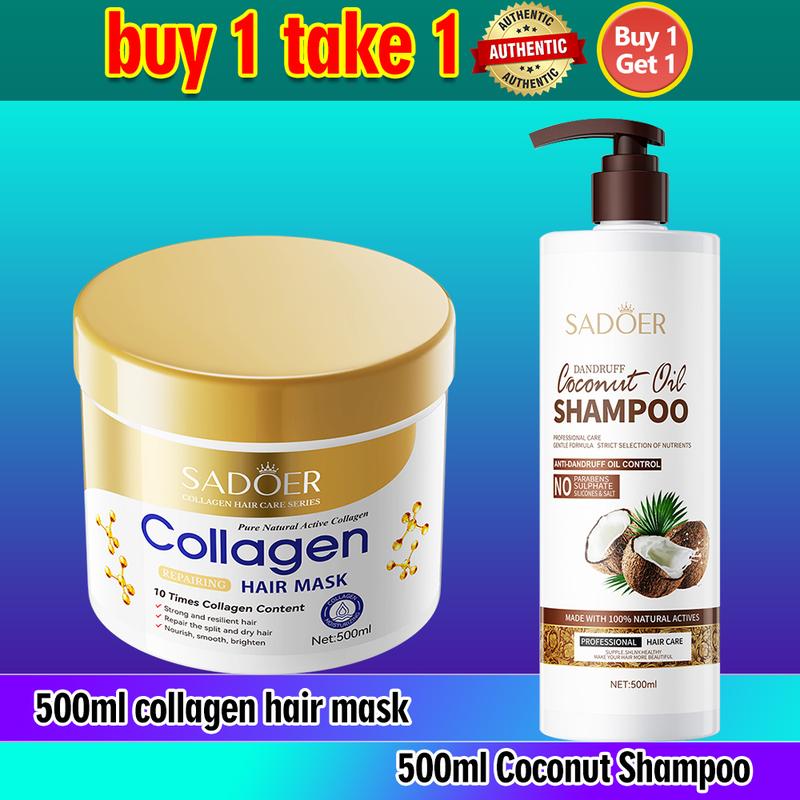 SADOER Collagen hair mask hair treatment and coconut oil shampoo ...