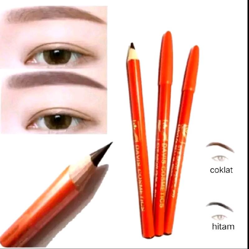 Davis Cosmetics Pensil Alis 3pcs Hitam & Coklat untuk Tampilan Alis ...