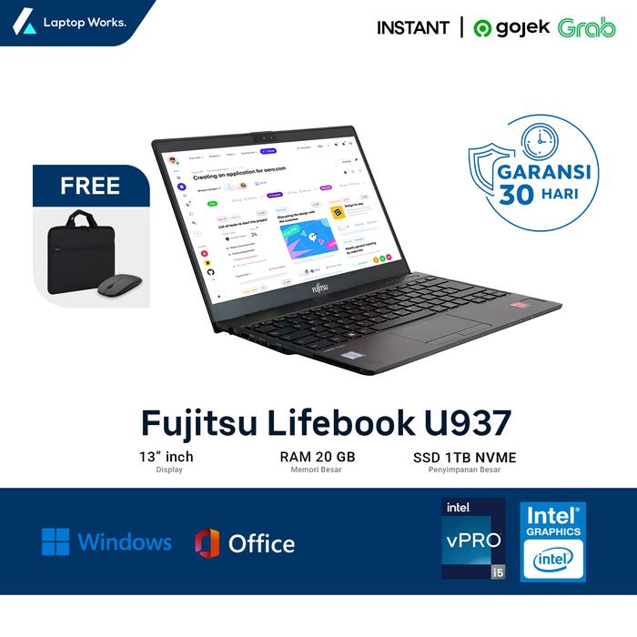 Promo Laptop Kuliah Fujitsu U937 Core I5 Gen 7 Ram 20gb SSD 1TB NVME ...