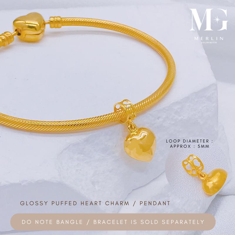 Merlin Goldsmith 916 22k Gold Glossy Puffed Heart Charm / Pendant ...
