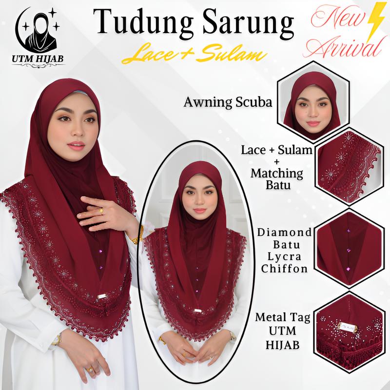 Tudung Sarung Lace Sulam Crosia Matching Batu 2 Layer Awning - TikTok ...