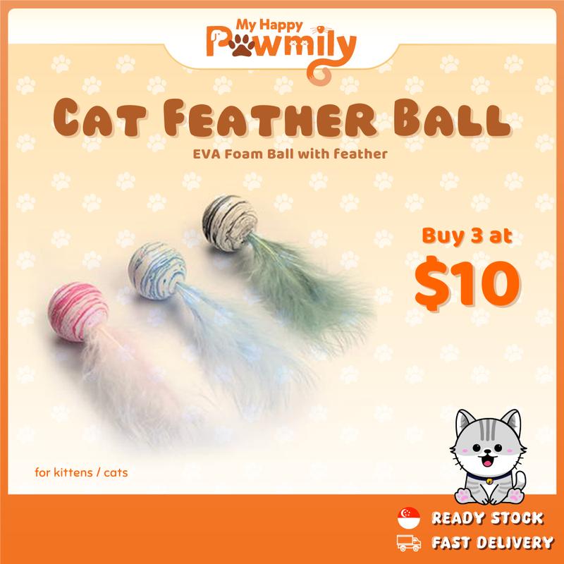 SG Fast Delivery | Cat Feather Ball Toy (EVA foam ball with cat's ...