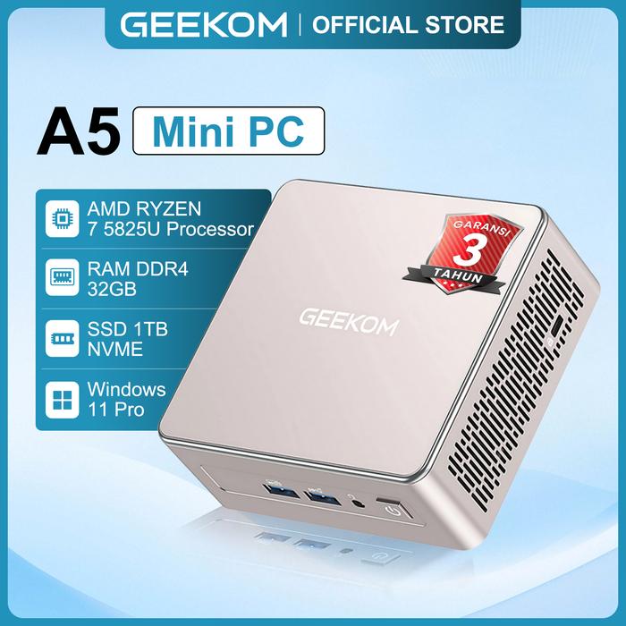 Promo GEEKOM A5 Mini PC with AMD Ryzen 7 5825U 32GB RAM & 1TB M.2 NVMe ...