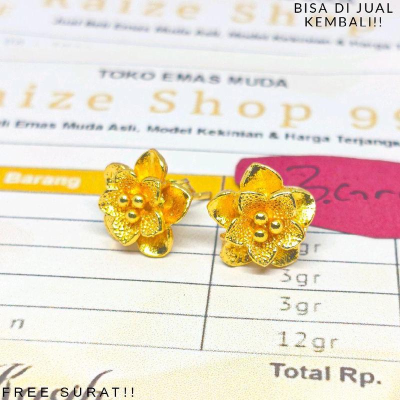 Anting Kendari Emas Muda Model Elegan Mewah Desain Kekinian Earrings ...