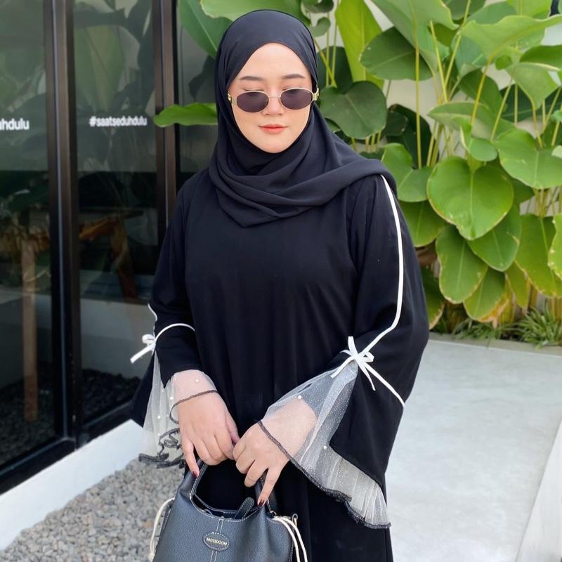 Abaya Melodi Tile By Toko Laris Hitam Jettblack Muslim Wanita - Shop ...