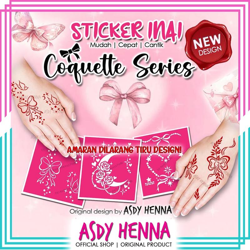 NEW Sticker Inai COQUETTE SIMPLE BOW RIBBON AESTHETIC Henna Stencil ...