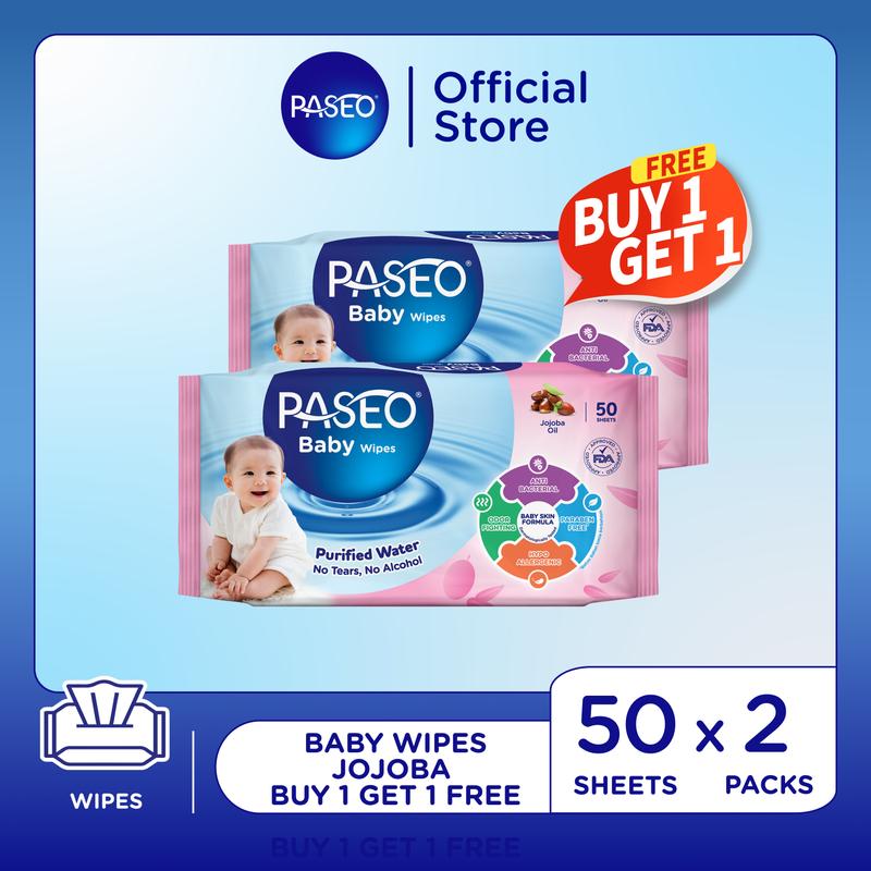 Paseo Baby Tissue Basah Jojoba 50 Sheets (Buy 1 Get 1 FREE) - Shop ...
