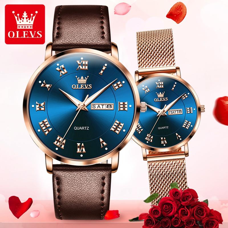 OLEVS Original Brand Quartz Couple Watches Pair Gift Set Waterproof ...