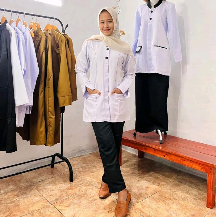 Promo Setelan Seragam Baju PDH Putih Model Benang Timbul Wanita Atasan ...
