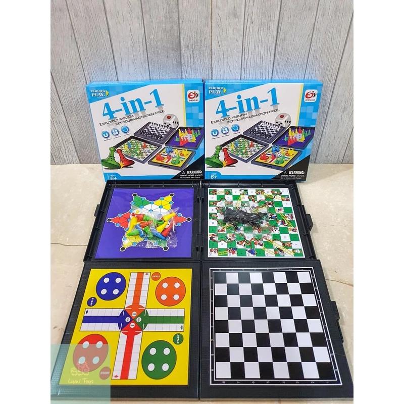 Mainan Board Game Ular Tangga Magnet Magnetic 4 in 1 Catur Ludo Halma ...