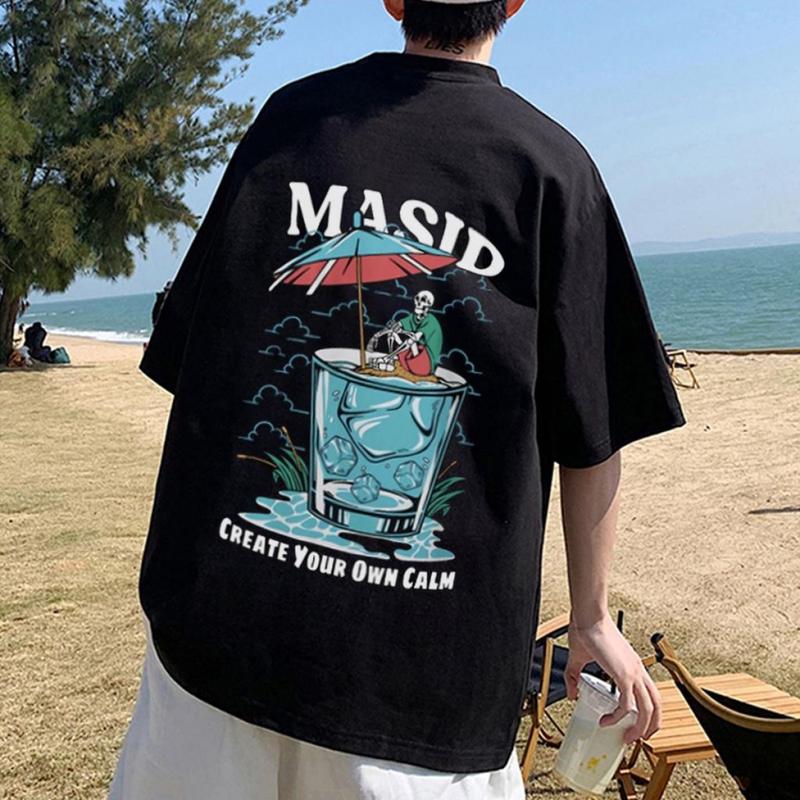 Masid Oversized Men's T-shirts High Quality Round Neck Loose - TikTok ...