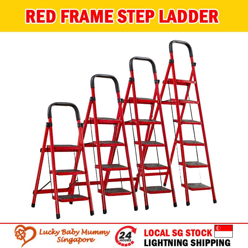 Red Ladder Stool Step Foldable Ladder/Stepsfitted anti-slip pad ...