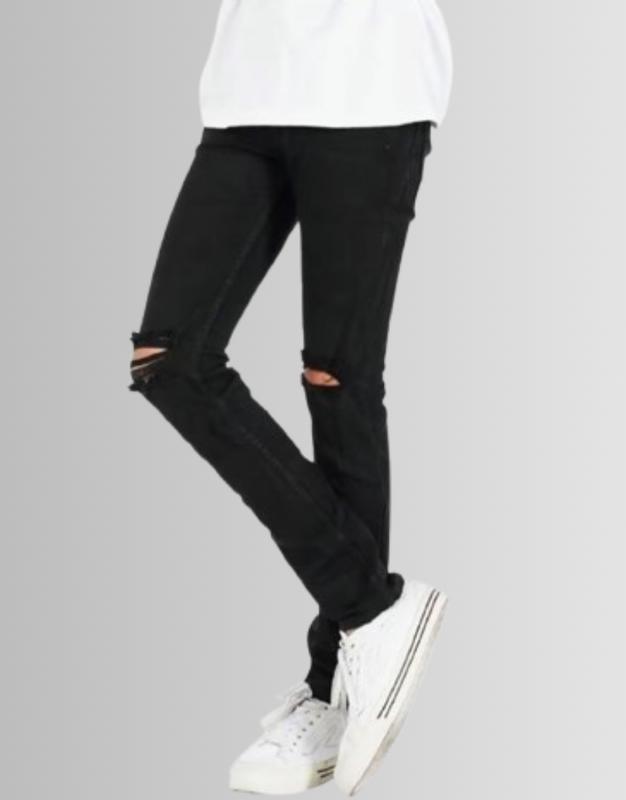 Celana Jeans Sobek Lutut Robek Ripped Hitam Destroy Premium estroy ...