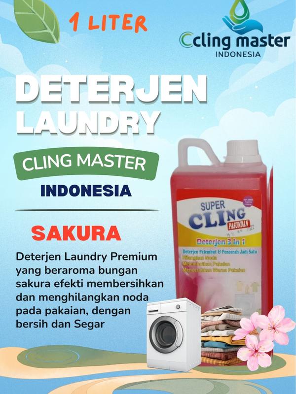 Cling Master Deterjen Laundry Aroma SAKURA Detergent Liquid Pembersih ...