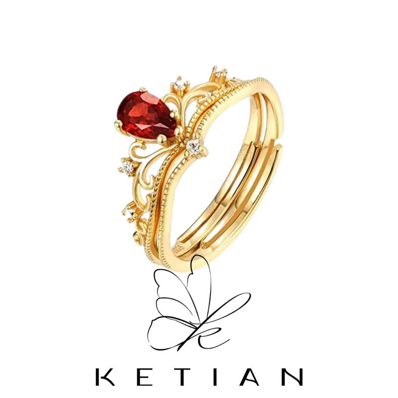 KETIAN Tiara Ruby Ring - Adjustable Holiday Gift Jewelry - TikTok Shop ...
