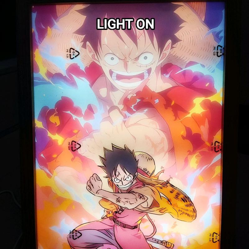 One Piece Anime LED Light Painting with Wooden Frame and Multi-mode ...