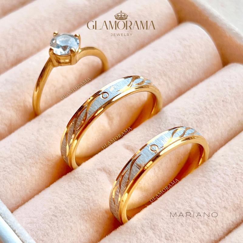 Glamorama Couple Rings: "Mariano" Engagement & Wedding Ring Set ...