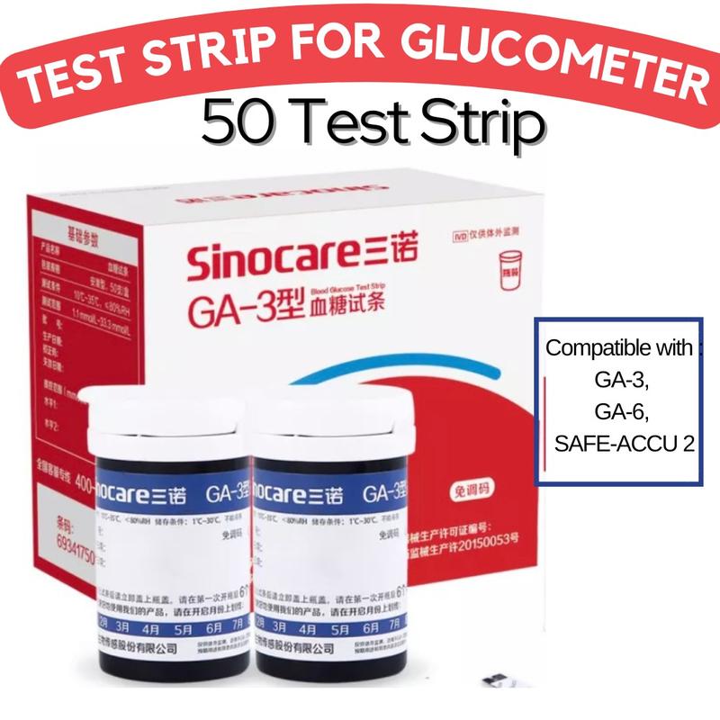 SINOCARE TEST STRIP 50PCS GLUCOMETER GLUCOSE METER - TikTok Shop Malaysia