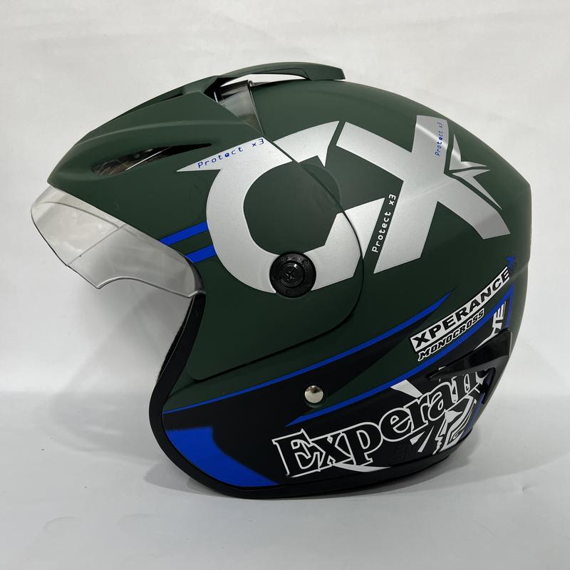Helm BISON CX HIJAU ARMY DOFF - Single Visor 1 Kaca Helm SNI - Shop ...