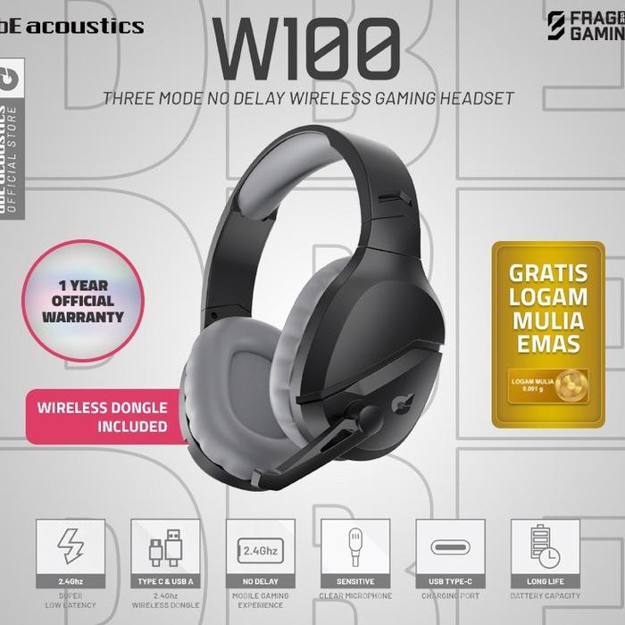 Jual DBE W100 Wireless Three Mode Gaming Headset DBEW100 Wired ...
