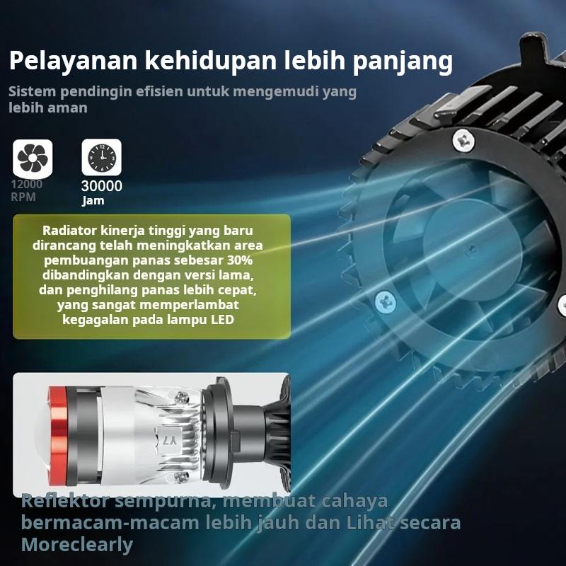 2Pcs Lampu Led Mobil Motor Mini Projector H4 Projie Y7D Y8 70W Super ...