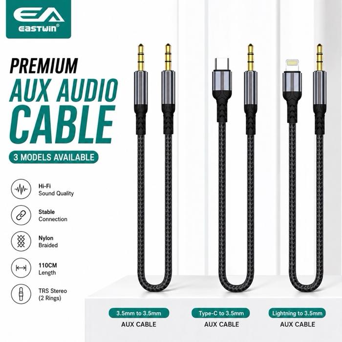 Promo Kabel Audio Aux Original 3.5mm /Type C/Lighting ios ke Jack 3.5mm ...