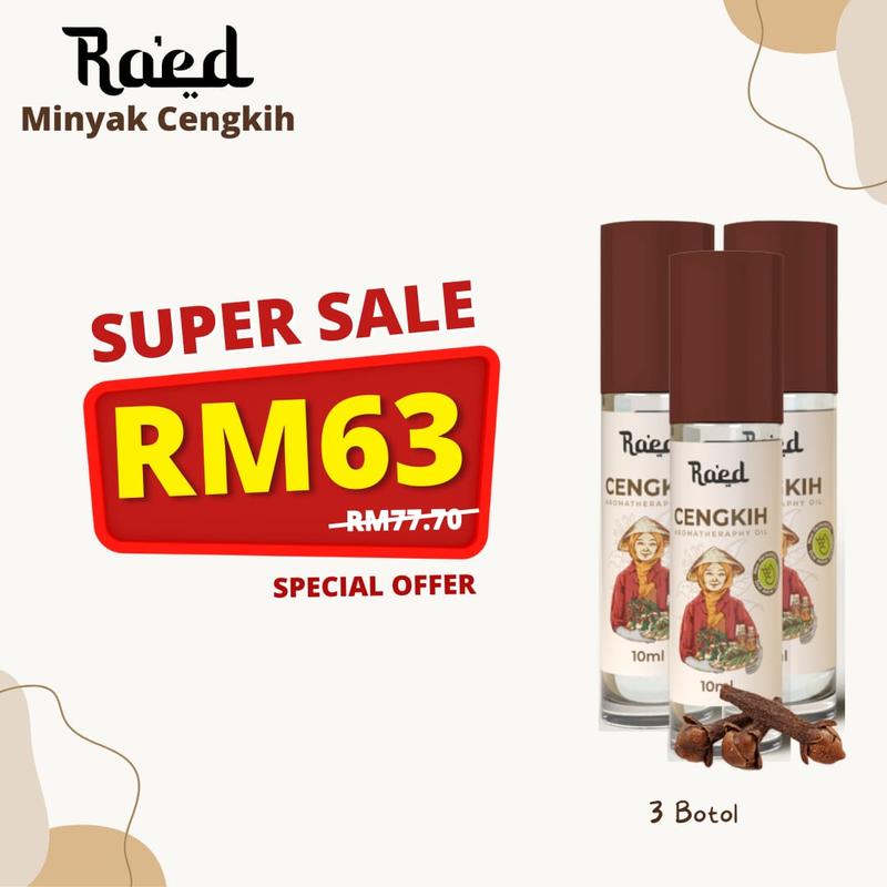 Raed COMBO 3 BOTOL Cengkih Aromatherapy Oil | Essential Oil 10ml ...