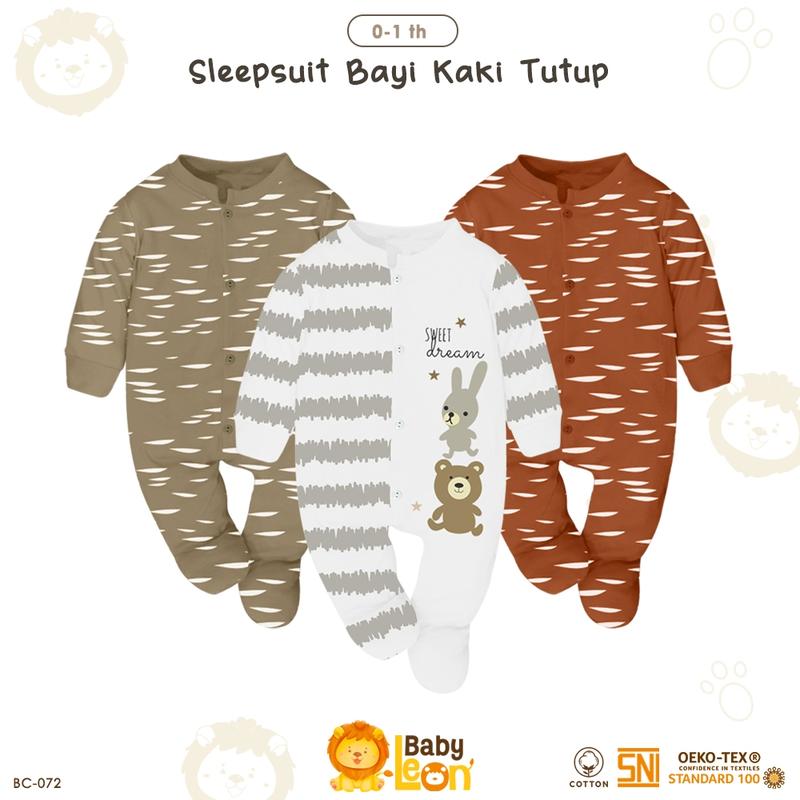 BABY LEON Sleepsuit Bayi Sleepsuit Bayi Laki Laki Perempuan Sleepsuit ...