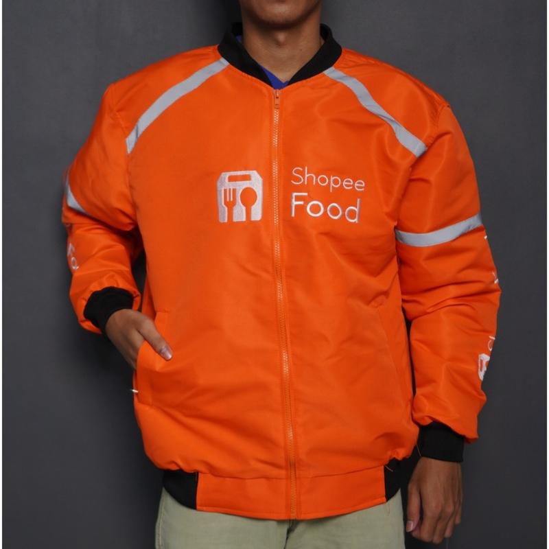 Jaket Oren shp food - Jaket bomber ojek online - jaket pria driver ...