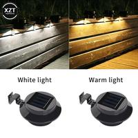 Jual 3 LED Solar Spot Garden Round Gutter Fence Light Lantern Courtyard ...