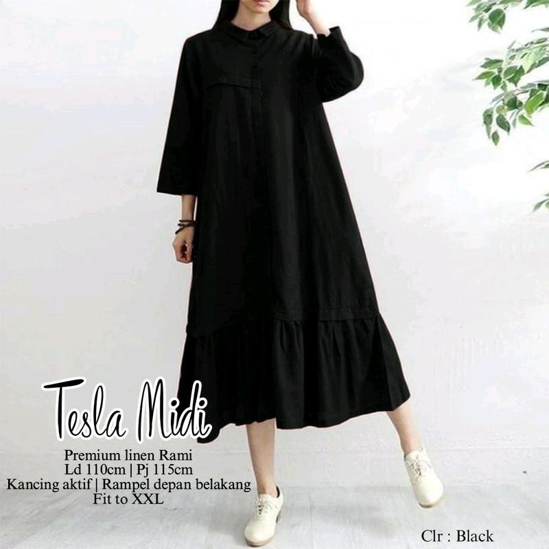 BAJU TERUSAN / MIDI / BAHAN PREMIUM LINEN RAMI / BAJU SANTAI - Shop ...