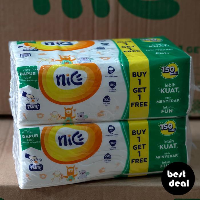Jual Nice Towel Tisu Tissue Dapur Lipat 150 + 150 Helai Bundle (Promo ...
