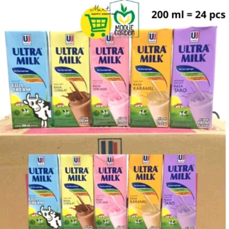 Susu Ultra Milk 1karton/Dus isi 24x200ml Mix Rasa Energi tinggi - Shop ...